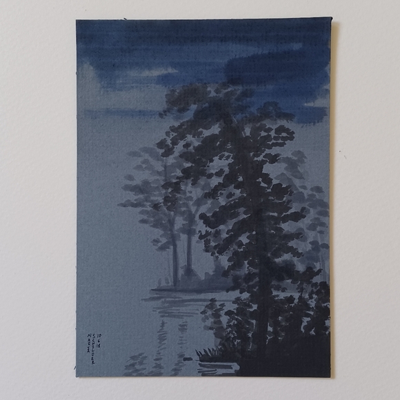 Handmade | Wall Decor | Original Art Swamp Trees Watercolor On Mat ...